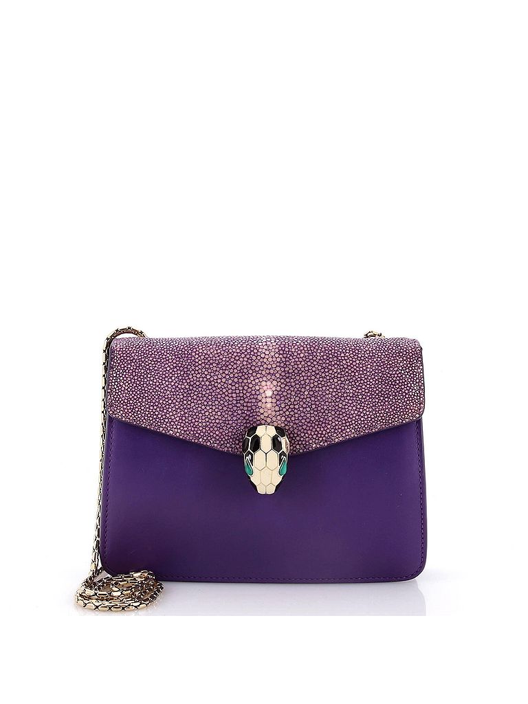 Bvlgari Purple Serpenti Forever Square Shoulder Bag Leather and ...