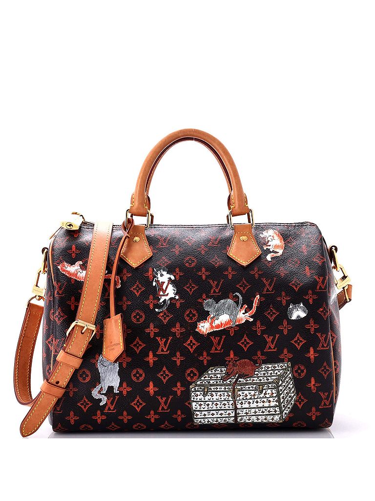 Louis Vuitton 100% Coatead Canvas Brown Orange Speedy Bandouliere Bag Limited Edition Grace ...