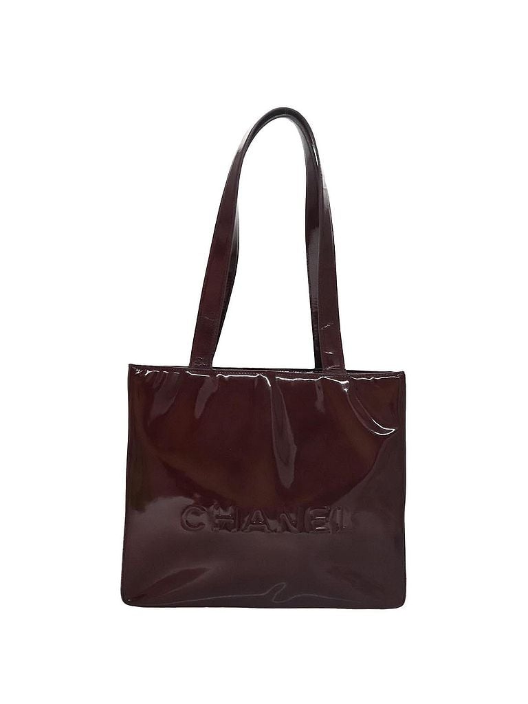 Chanel 100% Patent Leather Solid Brown Brown Patent Leather Tote Bag ...