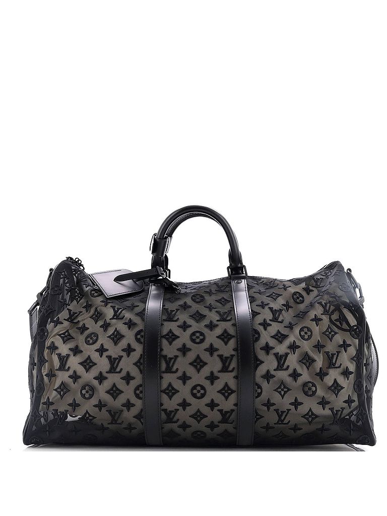 Louis Vuitton 100% Mesh Black Keepall Bandouliere Bag Monogram See Through Mesh 50 One size - 1% ...