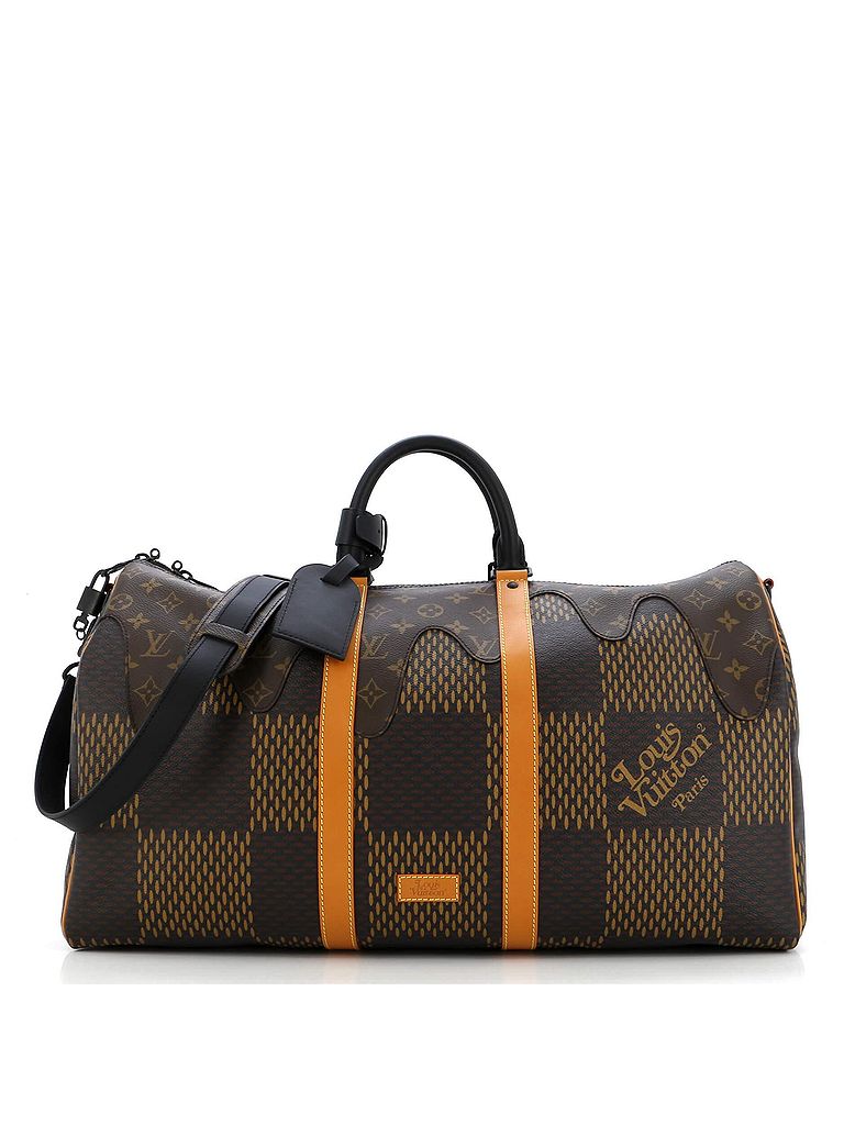 Louis Vuitton 100% Coatead Canvas Brown Nigo Keepall Bandouliere Bag Limited Edition Giant ...