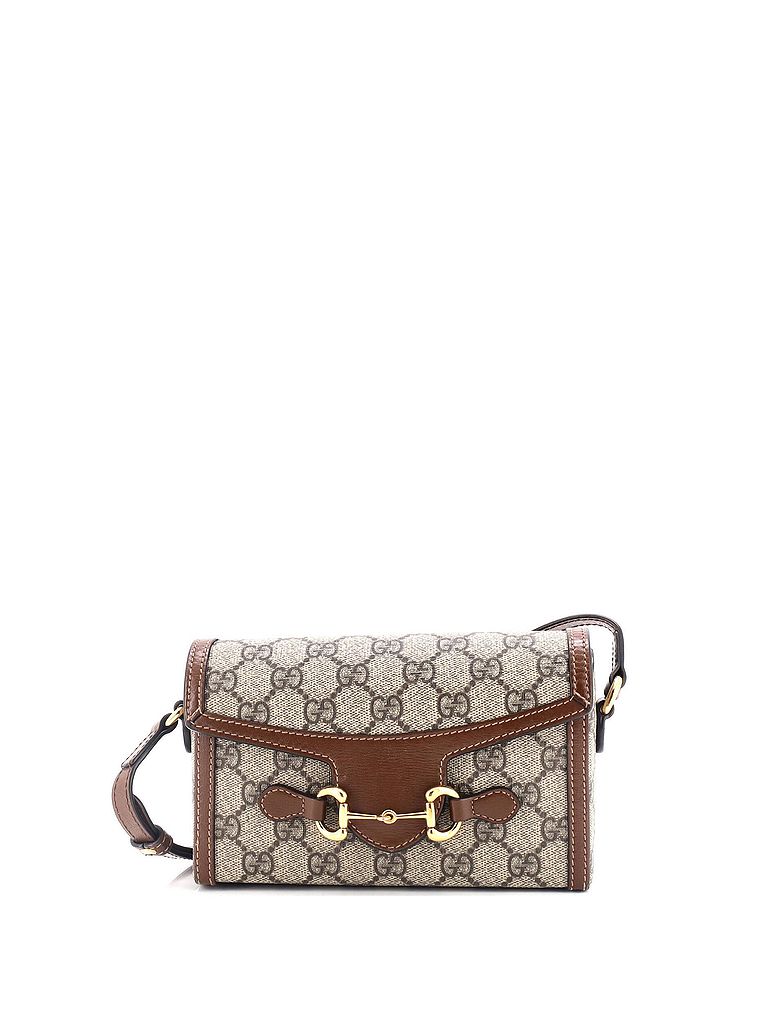 Gucci 100% Coatead Canvas Brown Horsebit 1955 Flap Crossbody Bag GG ...
