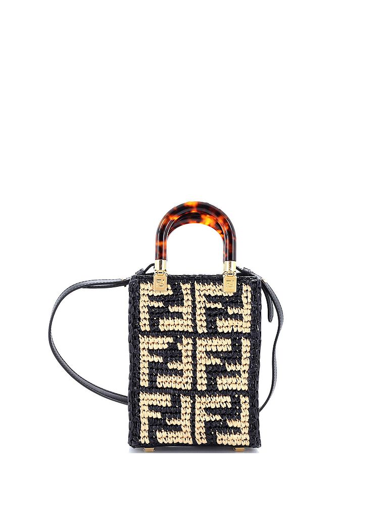 Fendi 100% Raffia Black Sunshine Shopper Tote Zucca Raffia Mini One ...