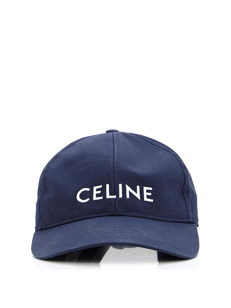 Céline 100% Canvas Plain Blue Logo Baseball Cap Embroidered Canvas One ...