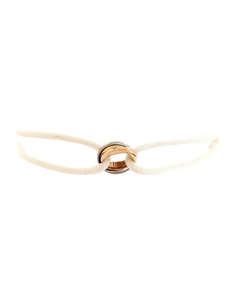 Cartier 100% 18k Tri Colored Gold Trinity On Cord Bracelet Silk Cord ...