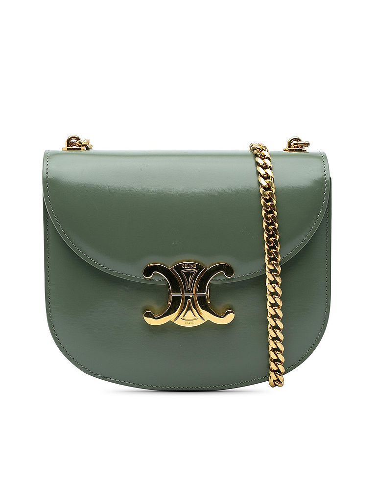 Céline 100% Leather Green Shiny Calfskin Triomphe Besace Clea Chain Crossbody One size - 15% off ...