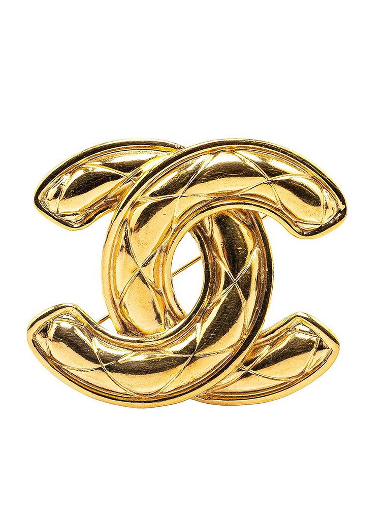 Chanel 100% Other Solid Gold Toned Logo Cc Gold Gold Plated Brooch ...