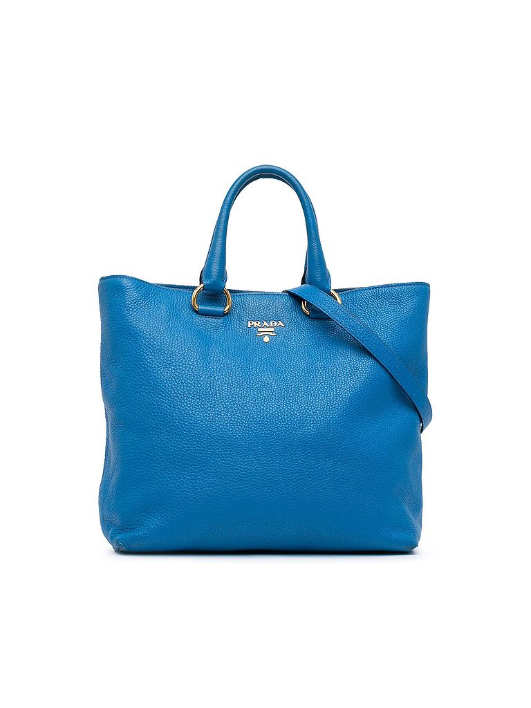 Prada 100% Leather Blue Vitello Daino Open Convertible Tote One size - 62% off | ThredUp