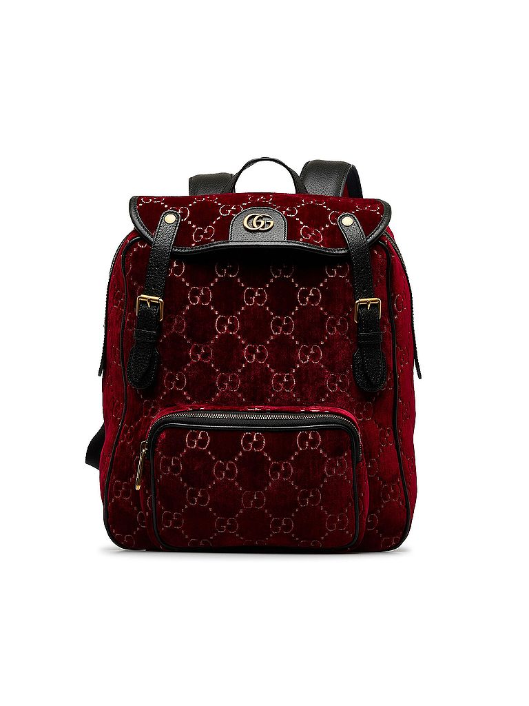 Gucci 100% Velvet Red GG Velvet Double Buckle Backpack One size - 28% ...