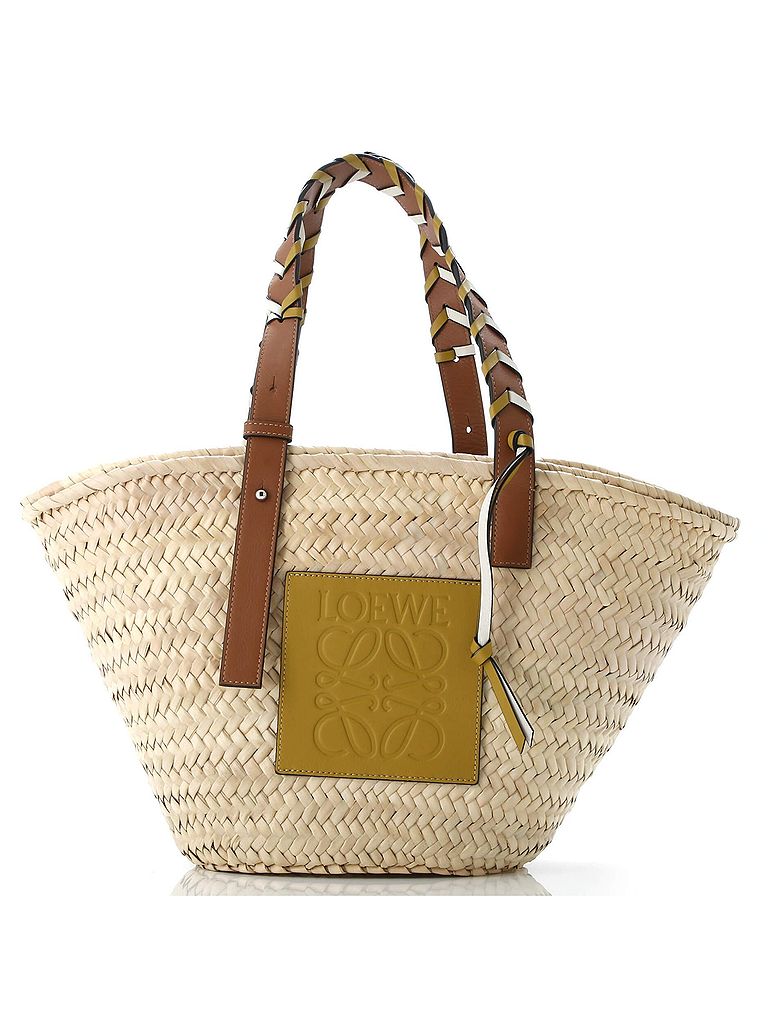 Loewe 100% Raffia Tan Braided Handle Basket Tote Raffia Medium One size ...