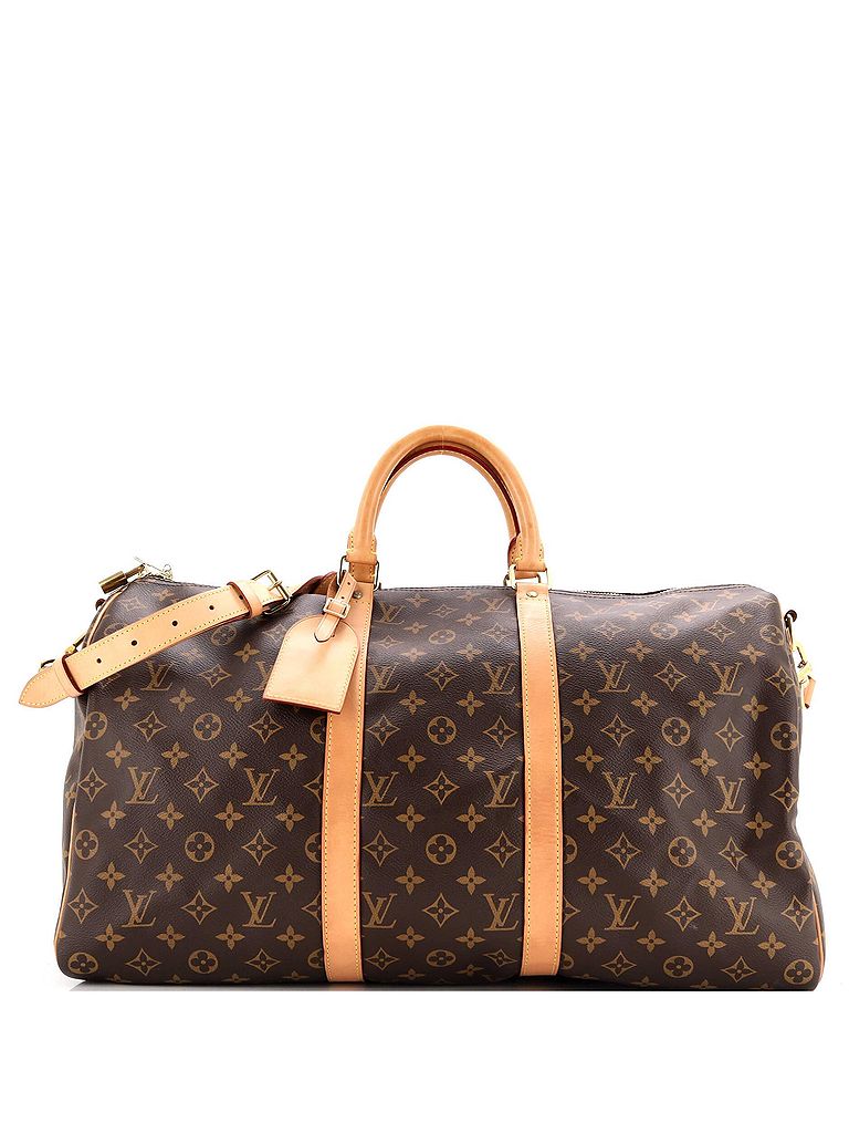 Louis Vuitton 100% Coatead Canvas Brown Keepall Bandouliere Bag Monogram Canvas 50 One size - 16 ...