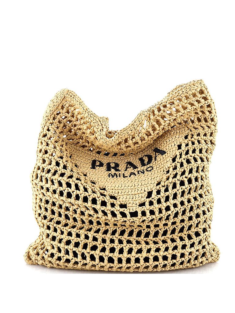 Prada 100% Raffia Tan Triangle Logo Open Tote Raffia One size - 6% off | ThredUp