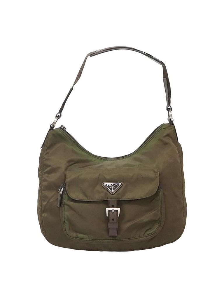 Prada 100% Nylon Solid Tan Re-Nylon Khaki Nylon Shoulder Bag One size - 28% off | ThredUp