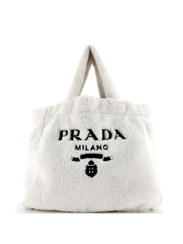 Prada 100% Textile White Logo Tote Terry Cloth One size - 26% off | ThredUp