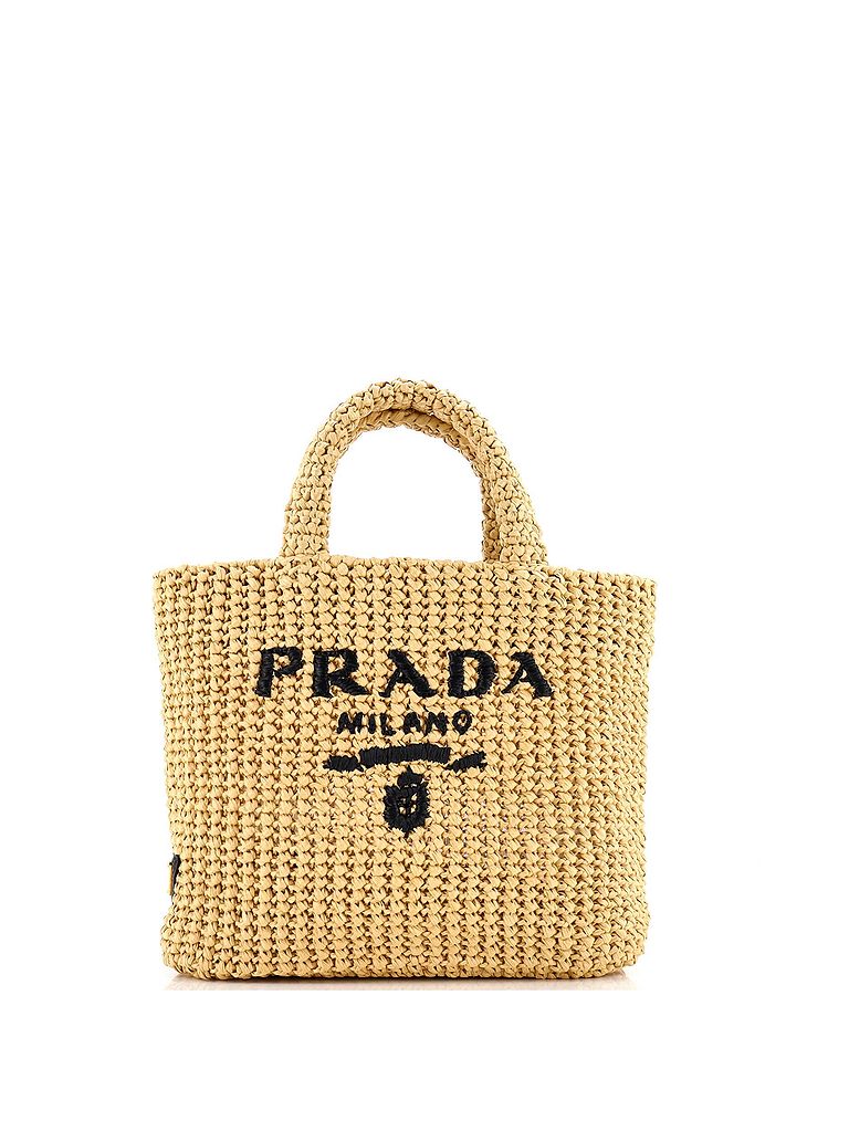 Prada 100% Raffia Tan Logo Tote Raffia Medium One size - 16% off | ThredUp